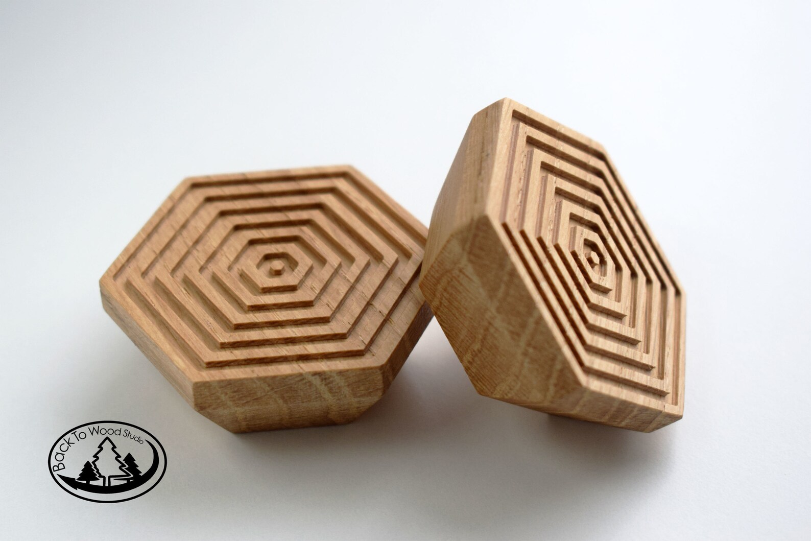 Wooden Hexagonal Handles, Wood Engraving Pattern ,wood Drawer Knobs ...