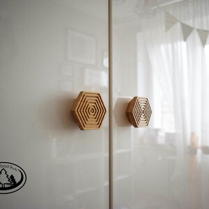 Wooden Hexagonal Handles, Wood Engraving Pattern ,wood Drawer Knobs ...