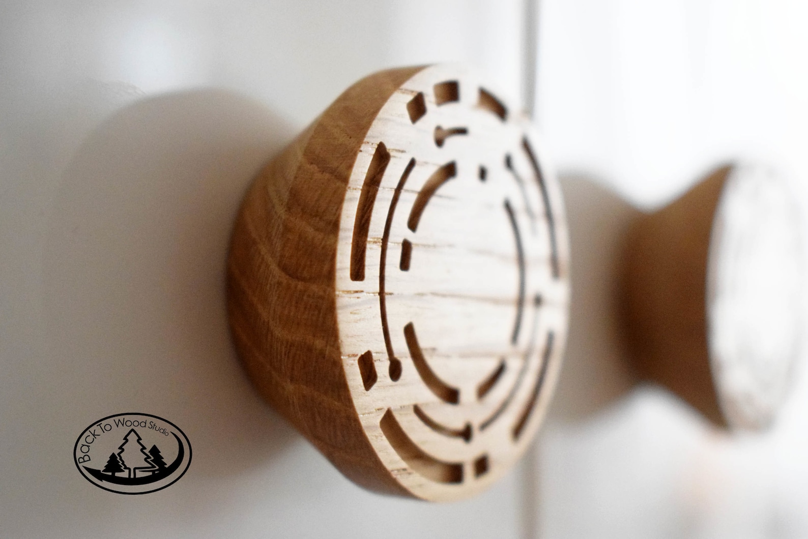 Wooden Round Handles Engraved Futuristic Pattern Wood Drawer - Etsy