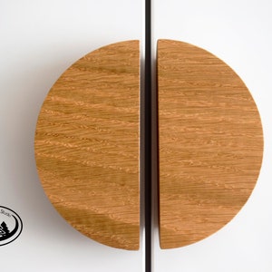 Wooden Half Circle Handles, Wood Drawer Knobs, Oak Half Moon Handle, Circle Cabinet Pulls ...