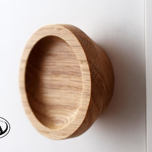 Wooden Round Concave Knobs, Wood Drawer Knobs, Oak Circle Handle ...