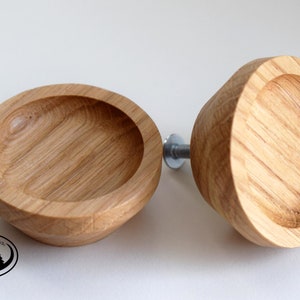Wooden Round Concave Knobs, Wood Drawer Knobs, Oak Circle Handle ...