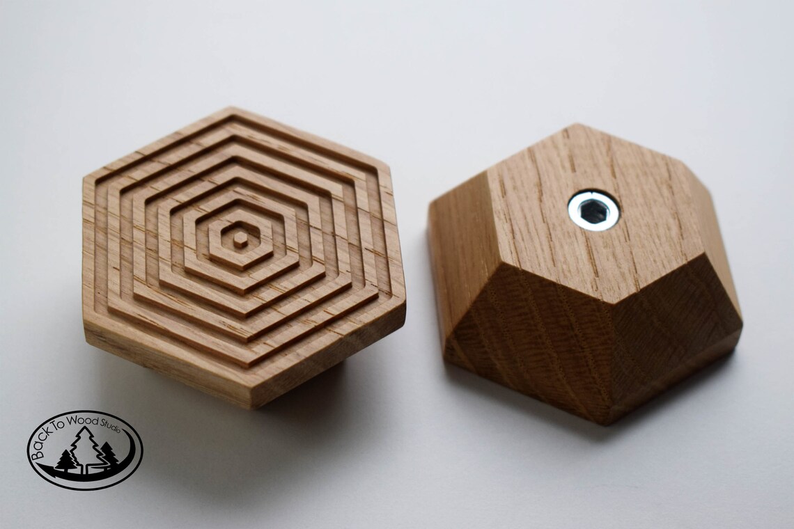 Wooden Hexagonal Handles Wood Engraving Pattern wood Drawer | Etsy