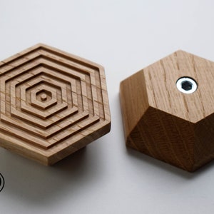 Wooden Hexagonal Handles, Wood Engraving Pattern ,wood Drawer Knobs ...