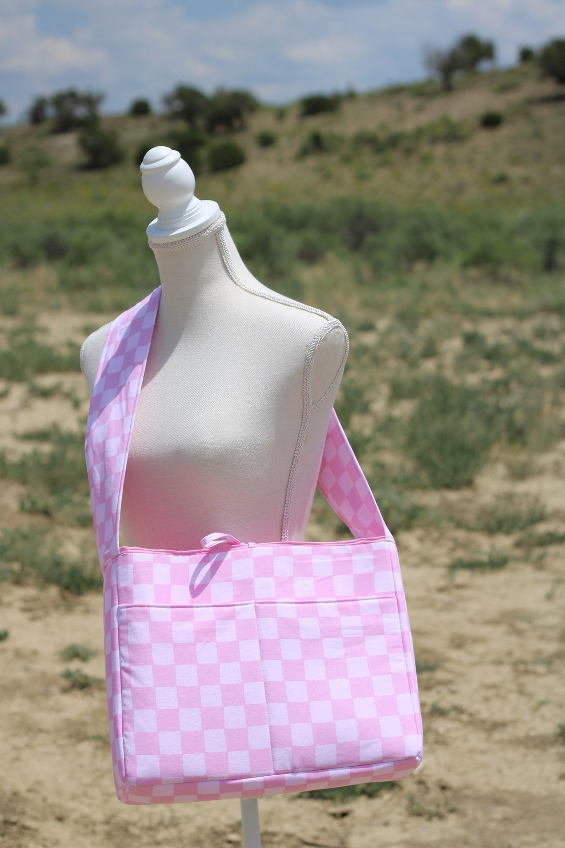 Pink Gingham Messenger Bag - Etsy