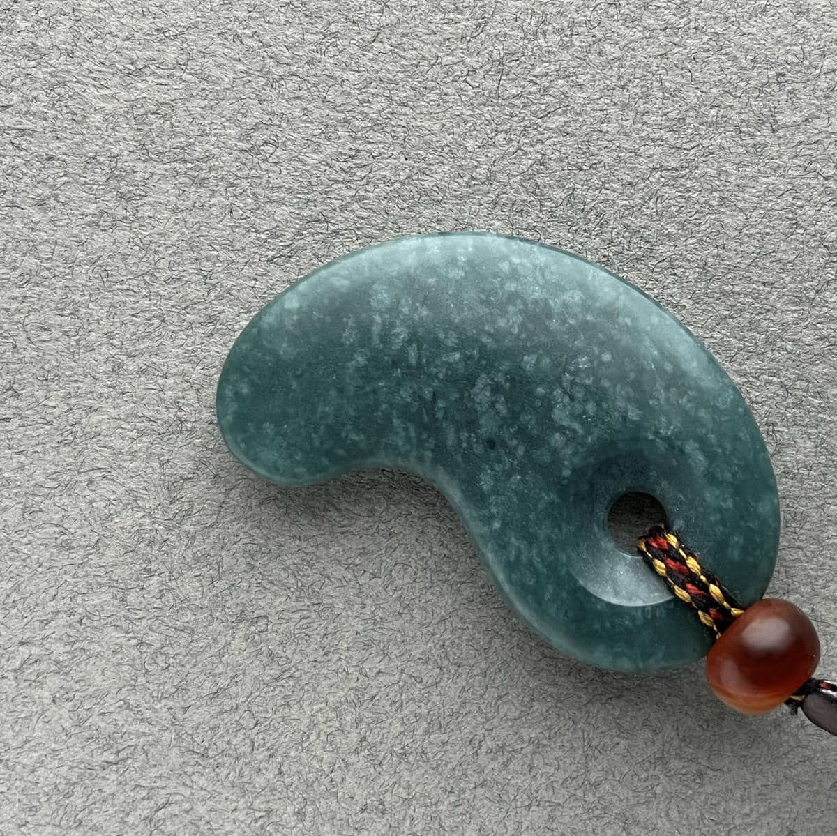 Hand Carved Jade Pendant, "blue Magatama", With Carnelian Beads and ...