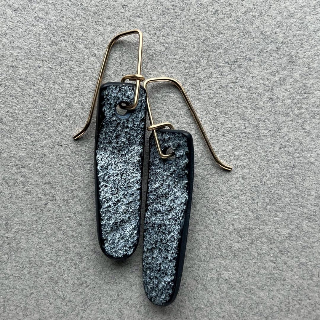 Black Jade With Natural Rind, Hand Made Jade Earrings, Natural Rind ...