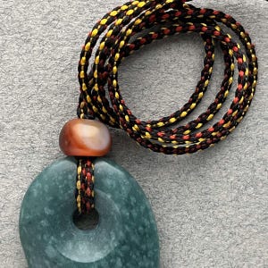 Hand Carved Jade Pendant, "blue Magatama", With Carnelian Beads and ...