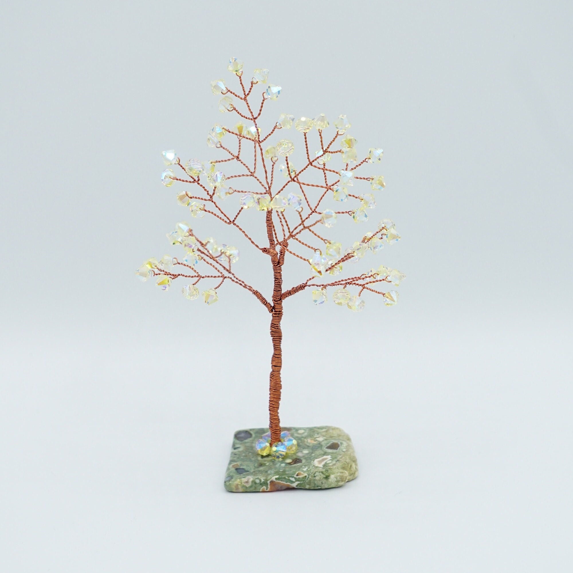 Swarovski Crystal Wire Tree on Rainforest Jasper Stone - Etsy