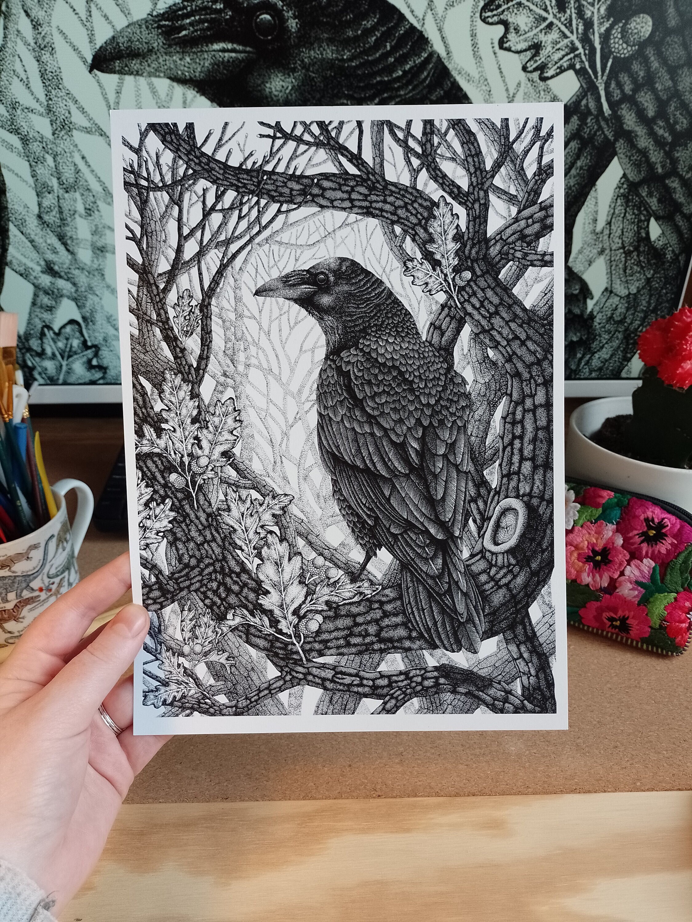 Raven - ART PRINT | Raven Ink Drawing | Bird Illustration - Etsy