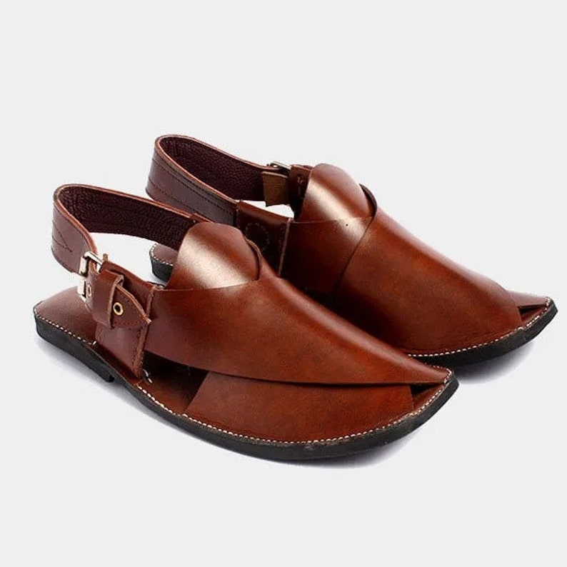 Mens Leather Peshawari Chappal: Traditional Pakistani Sandals - Etsy