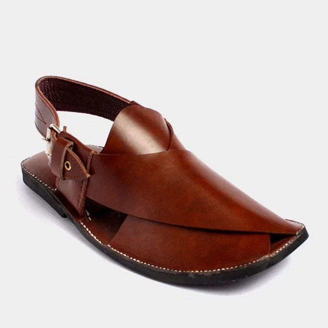 Mens Leather Peshawari Chappal: Traditional Pakistani Sandals - Etsy
