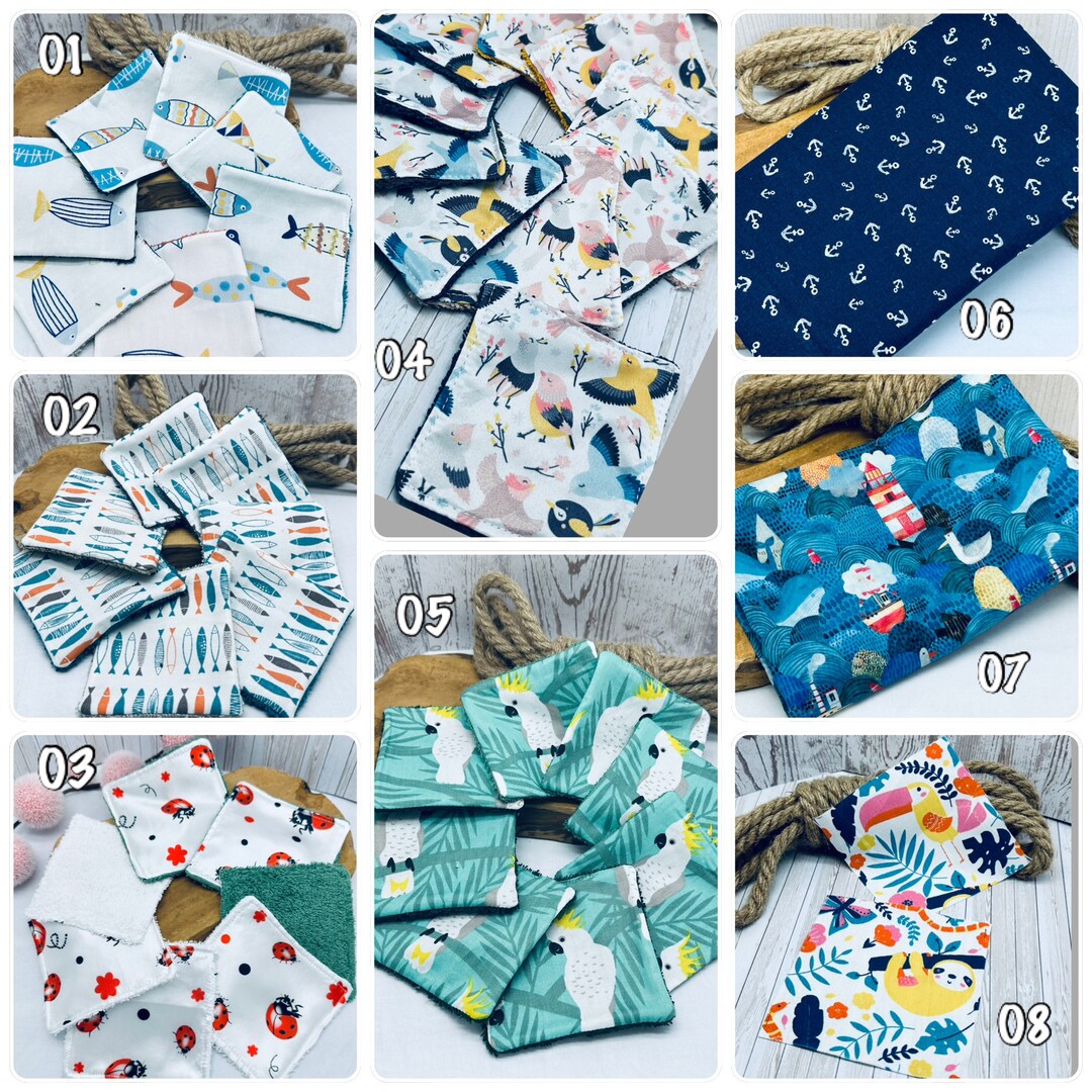 Washable Baby Wipes Set of 10 Savannah Patterns, Lion King Baby Wipes, Teddy Bear Pattern Baby ...