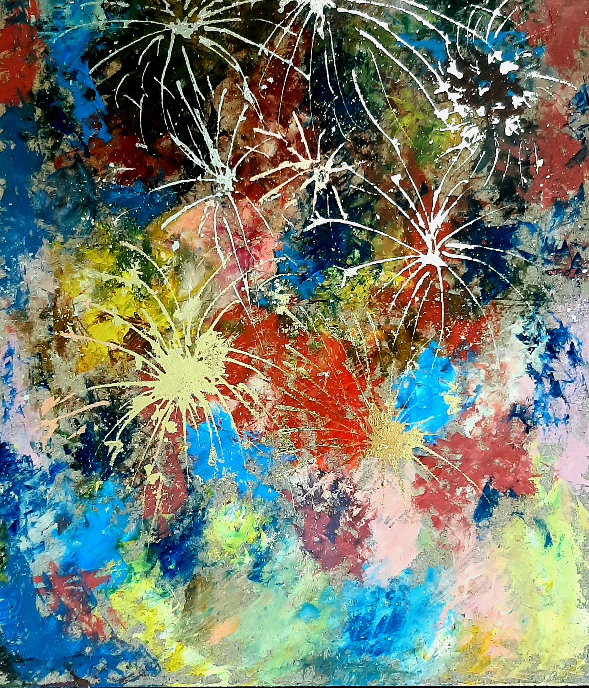 Fireworks Painting Original oil art painting Festive fireworks | Etsy