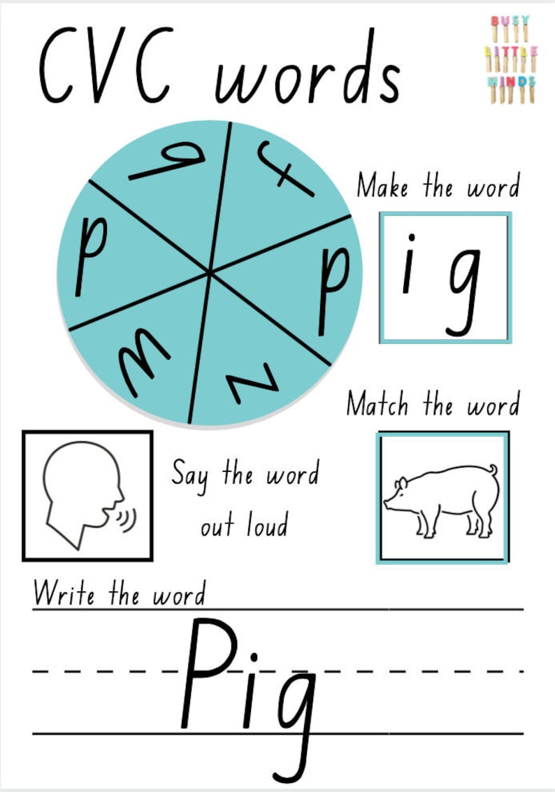 CVC Word Wheel Printable - Etsy