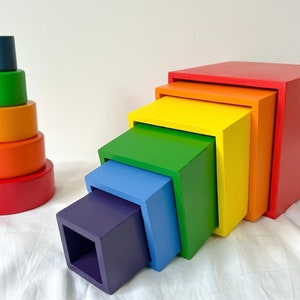 Wooden Rainbow Stacking Boxes - Etsy