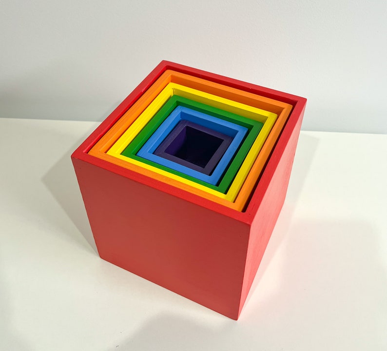 Wooden Rainbow Stacking Boxes - Etsy