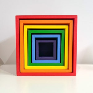 Wooden Rainbow Stacking Boxes - Etsy