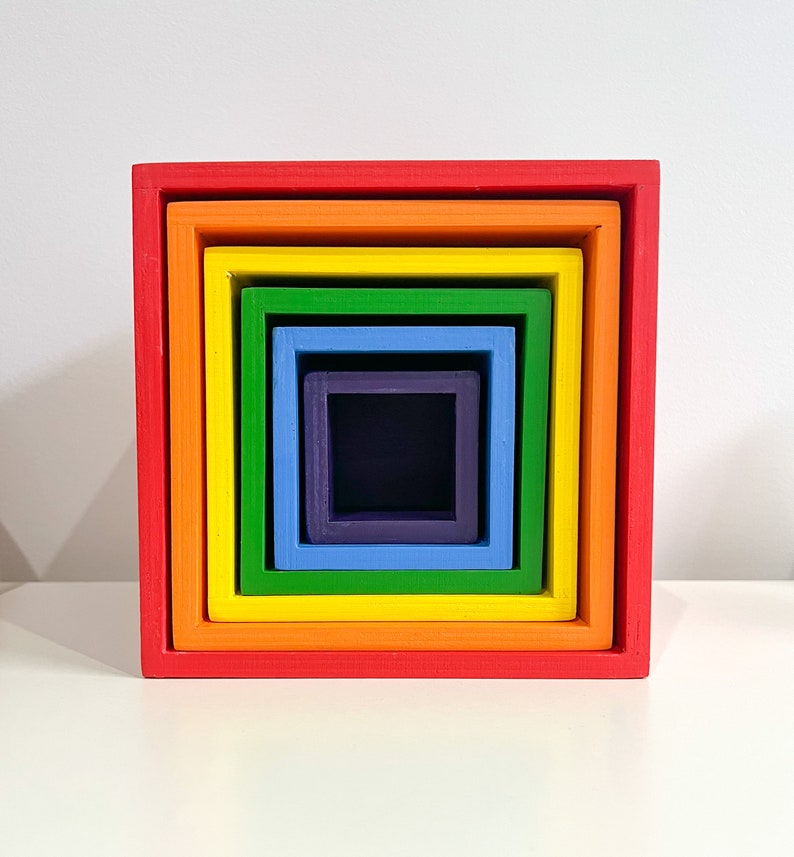 Wooden Rainbow Stacking Boxes - Etsy