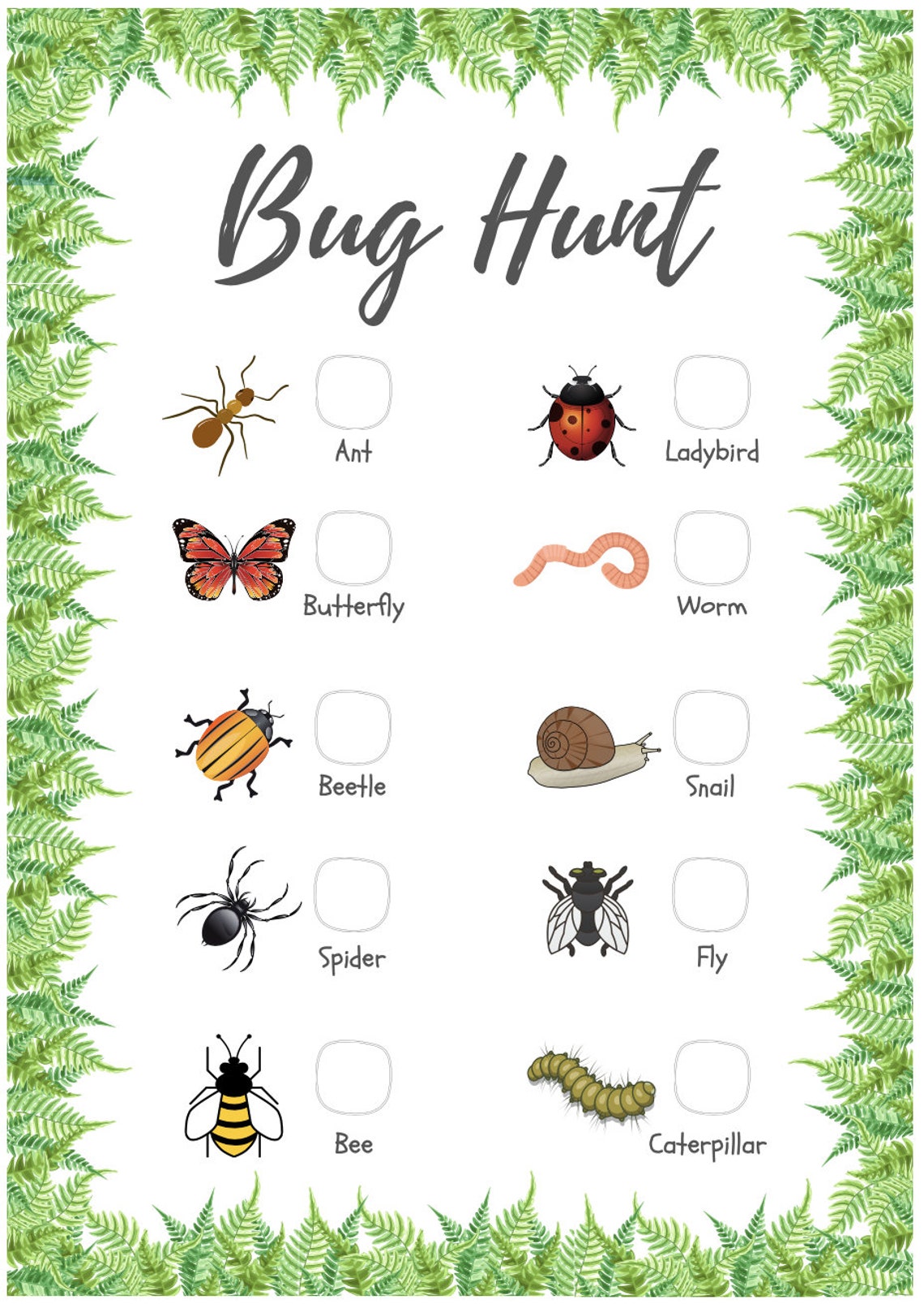 Bug Hunt Printable - Etsy