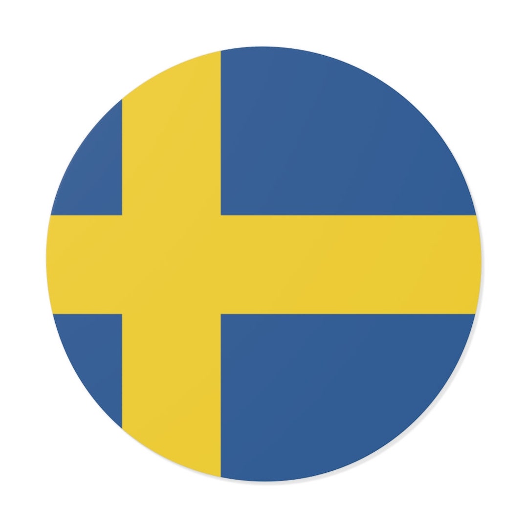 Swedish Flag Round Vinyl Stickers, High-quality, Indoor and Outdoor, UV ...