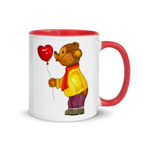 Teddy Bear Mug With Color Inside Super Cute Ceramic | Etsy