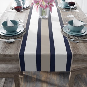 Coastal Table Runner cotton or Polyester, Size: 16 72, Colors Navy ...