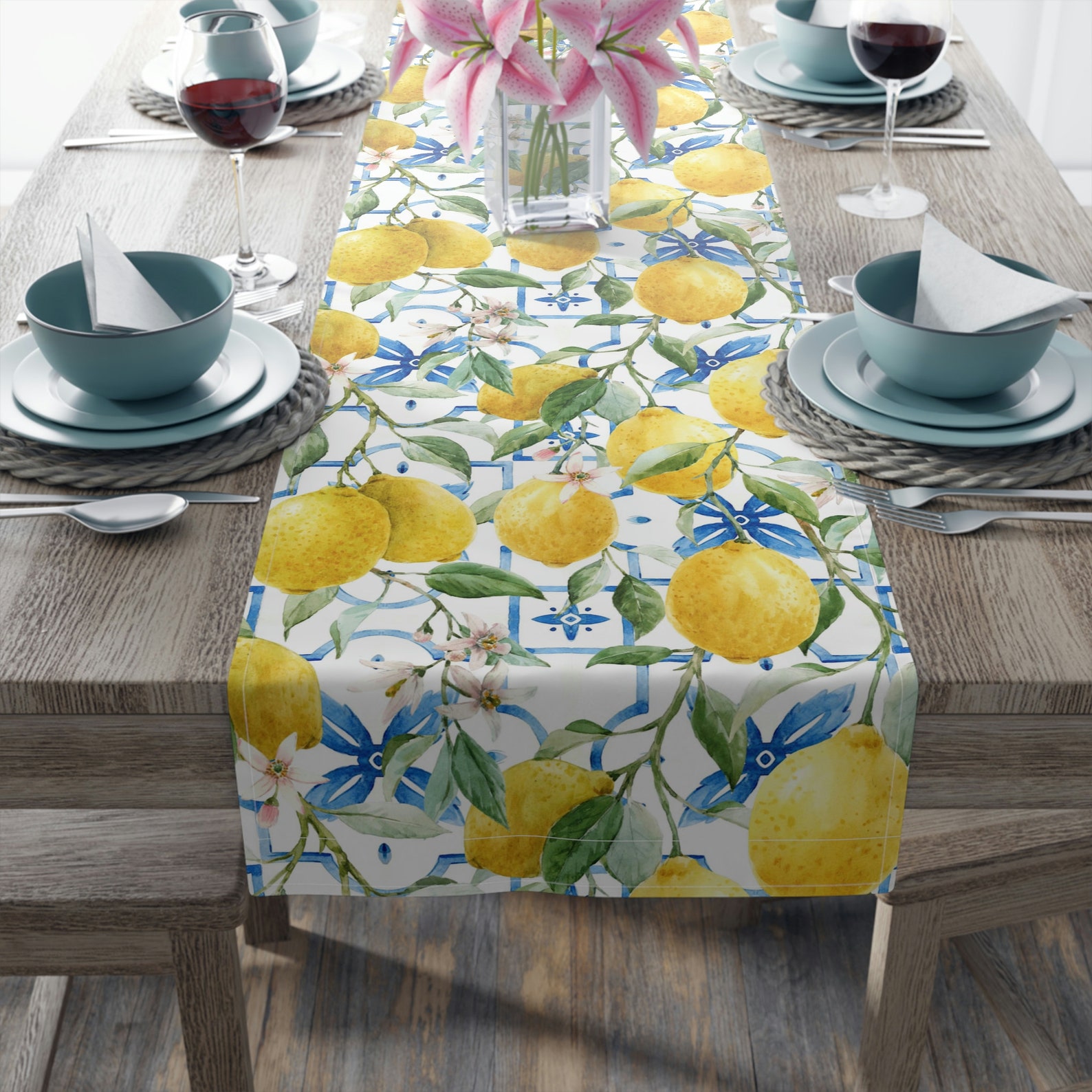 Sicilian Table Runner, Sicilian, Choose From Cotton Twill or Polyester ...