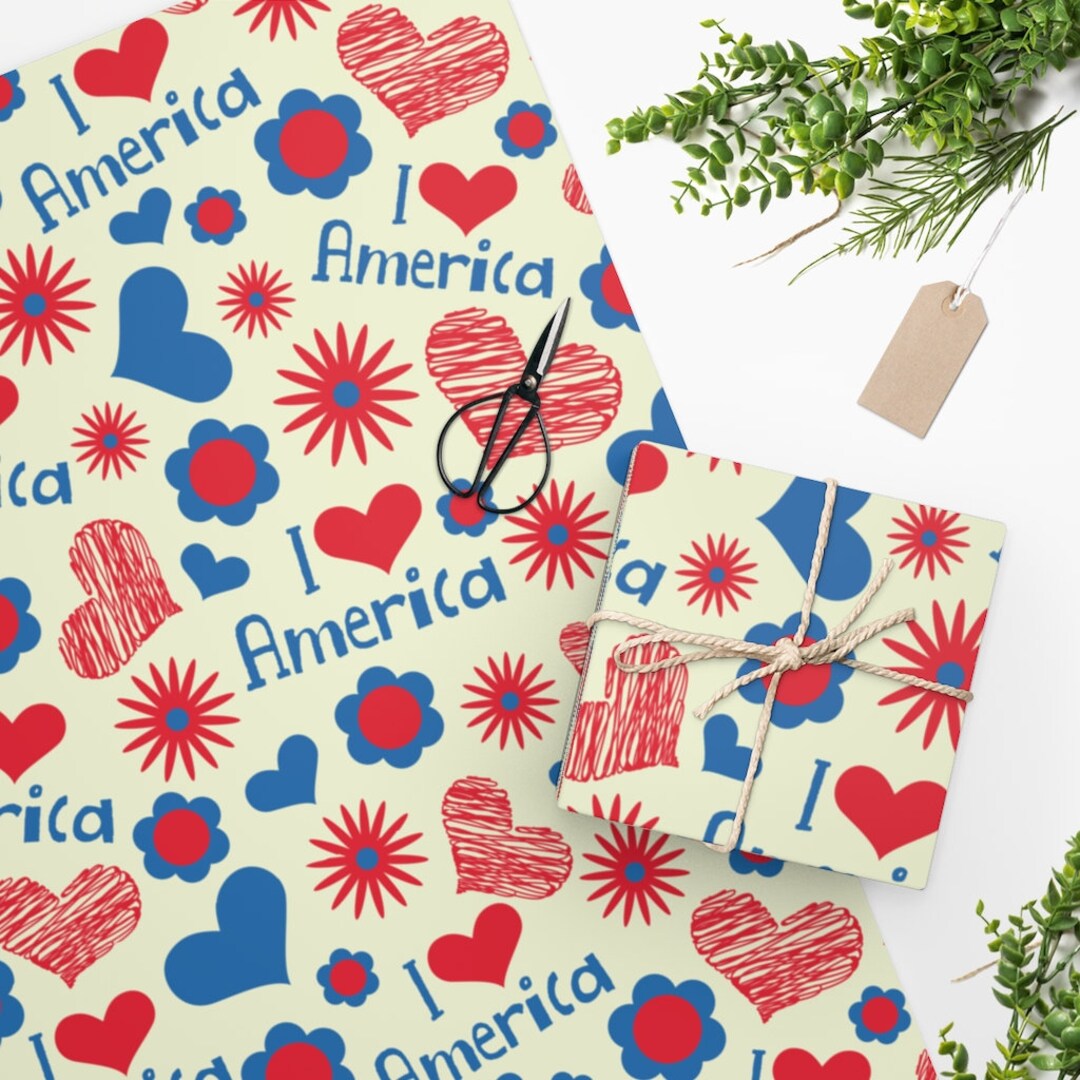 I Love America Wrapping Paper, 90 GSM Fine Art Paper, High End, Glossy ...