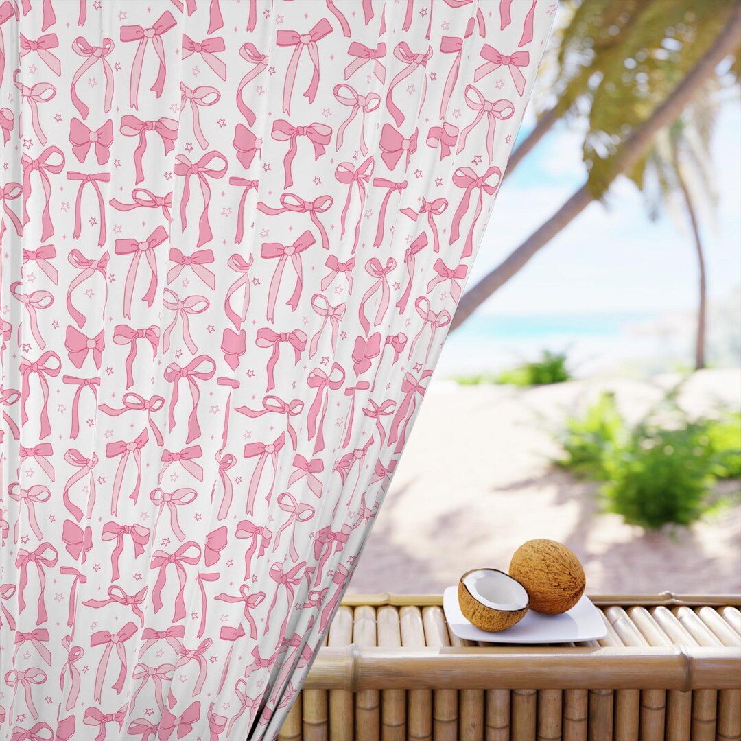 Coquette Pink Bow Blackout Window Curtain: Girls Nursery Decor (50" × ...