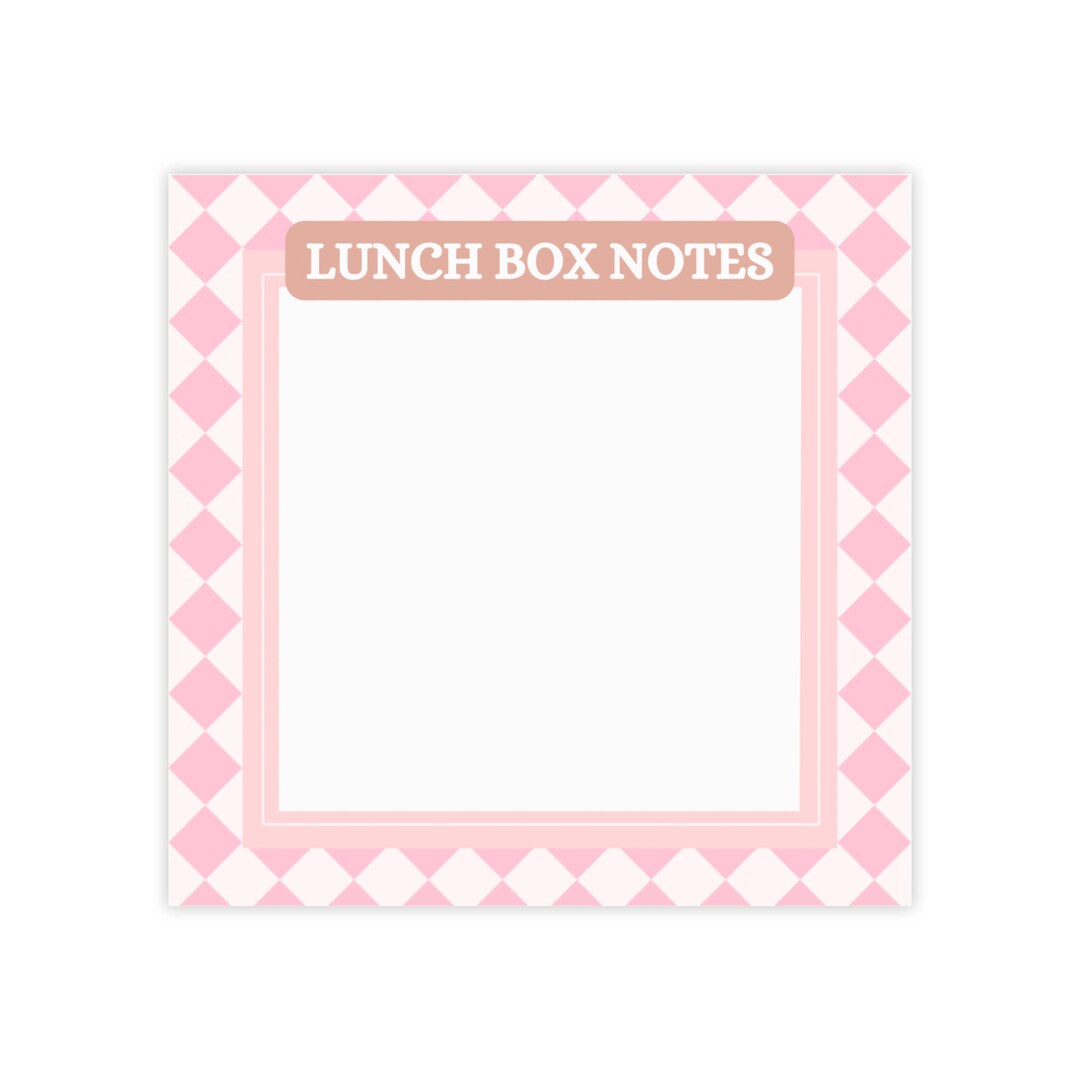 Lunch Box Notes, Sustainable Paper, Plaid, Girls, Kids, Pink, White ...