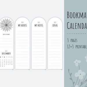 Printable Bookmarks Calendar With Mandala Themes| 2024 and 2025 | PDF ...