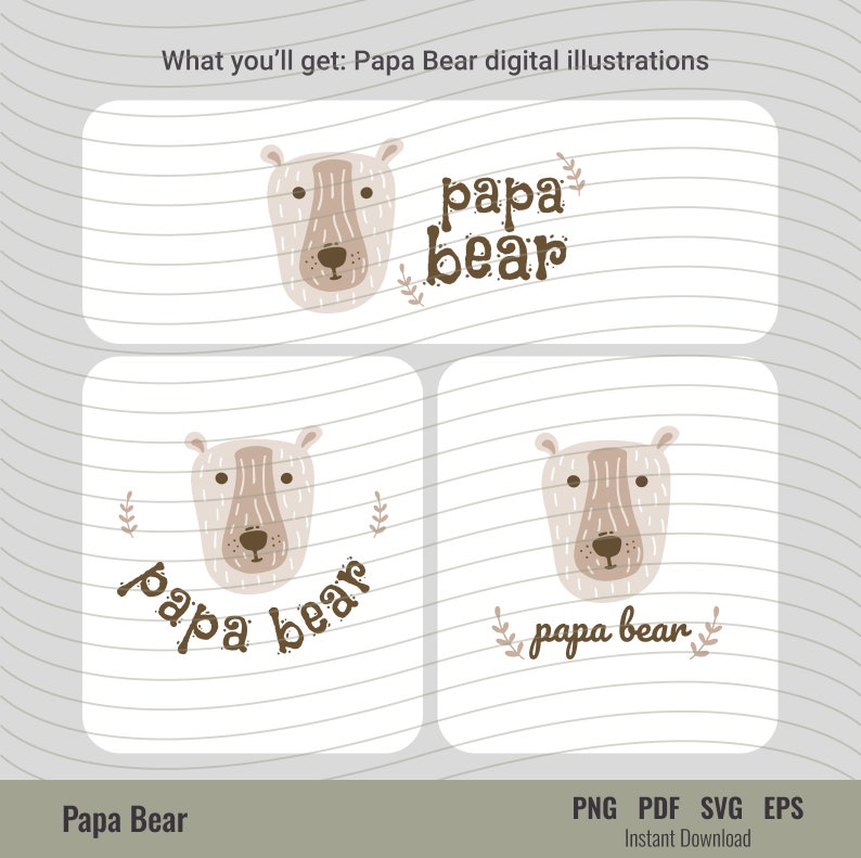 Papa Bear Illustration | Designs | Family | Digital Download | Artwork ...