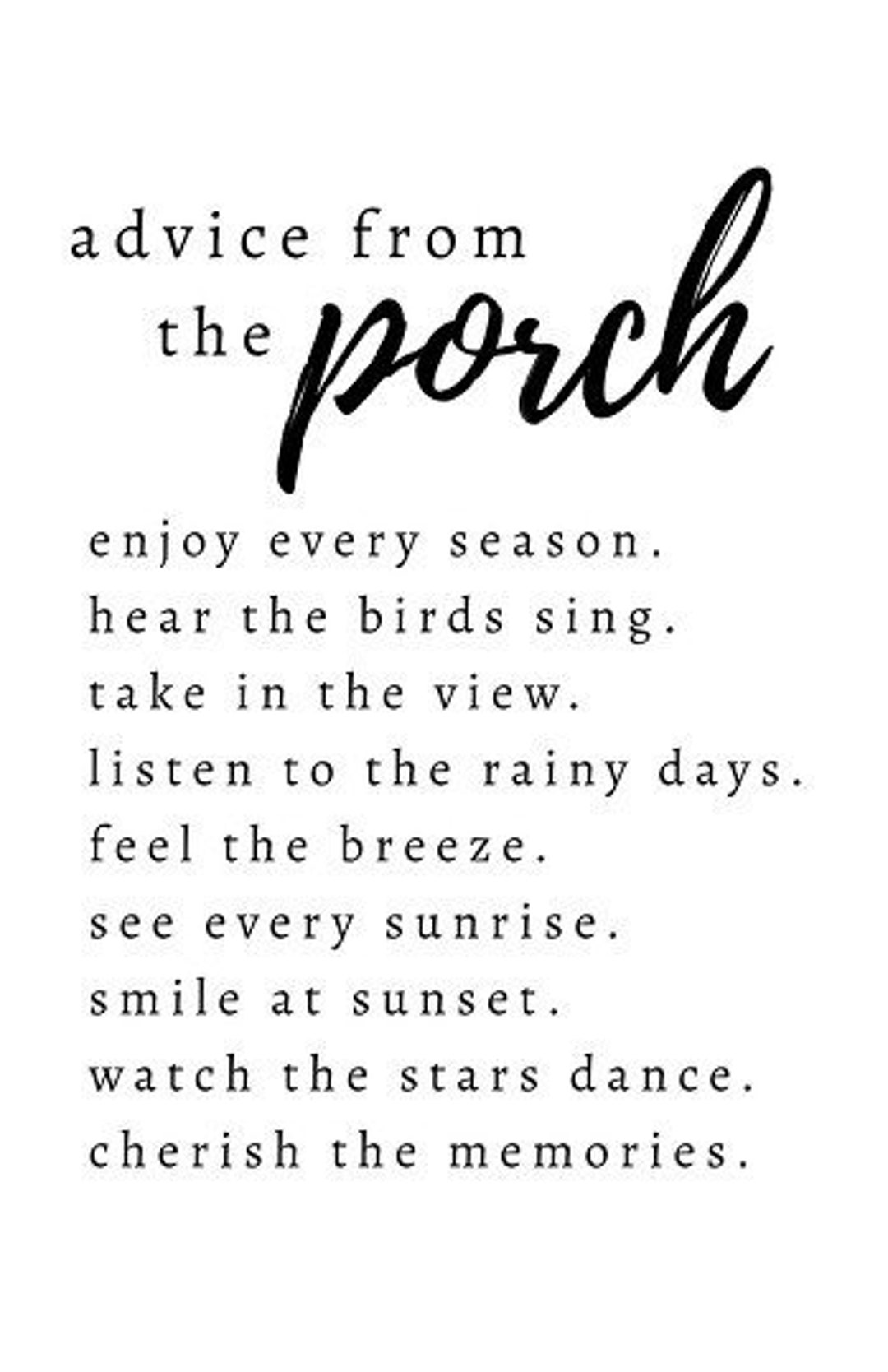 Advice From the Porch | Quote | Digital Print | Art | Wall Decor ...
