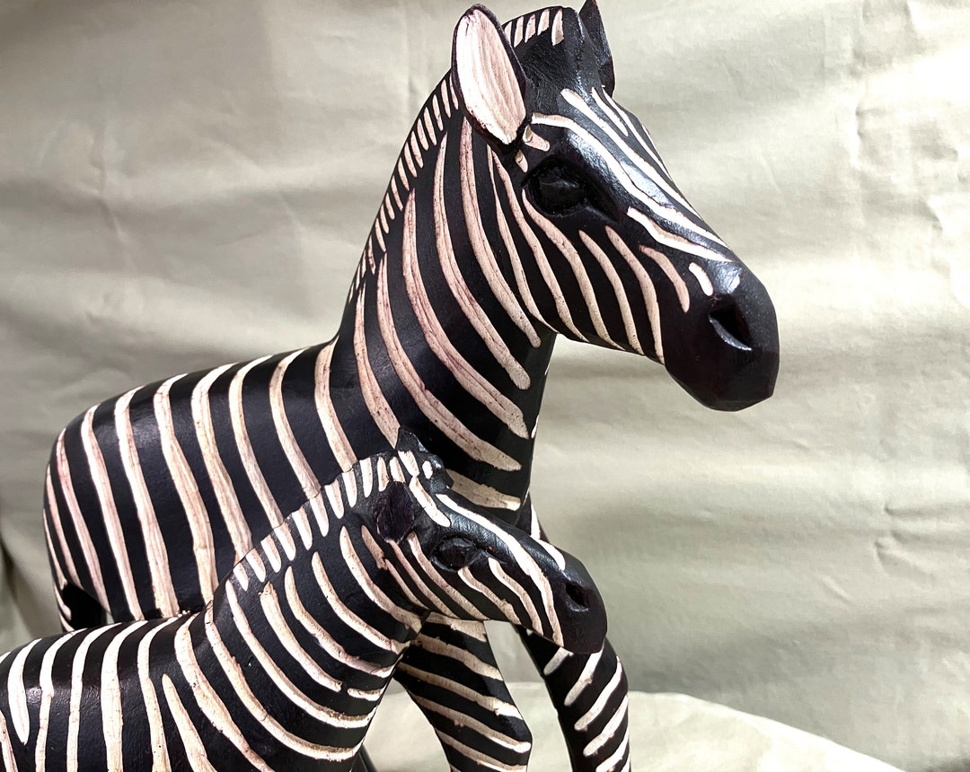 Olive Wood Zebra Carving: Mother and Baby, Hand Carved African Art - Etsy