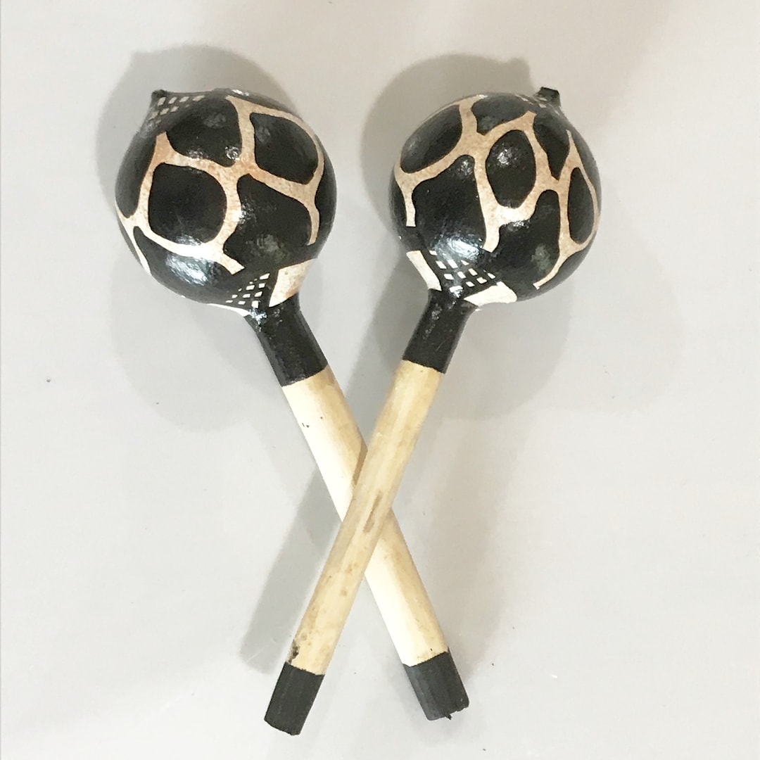 African Rhythm Shaker Gourd Rattles, Hand Painted 10", From Zimbabwe ...