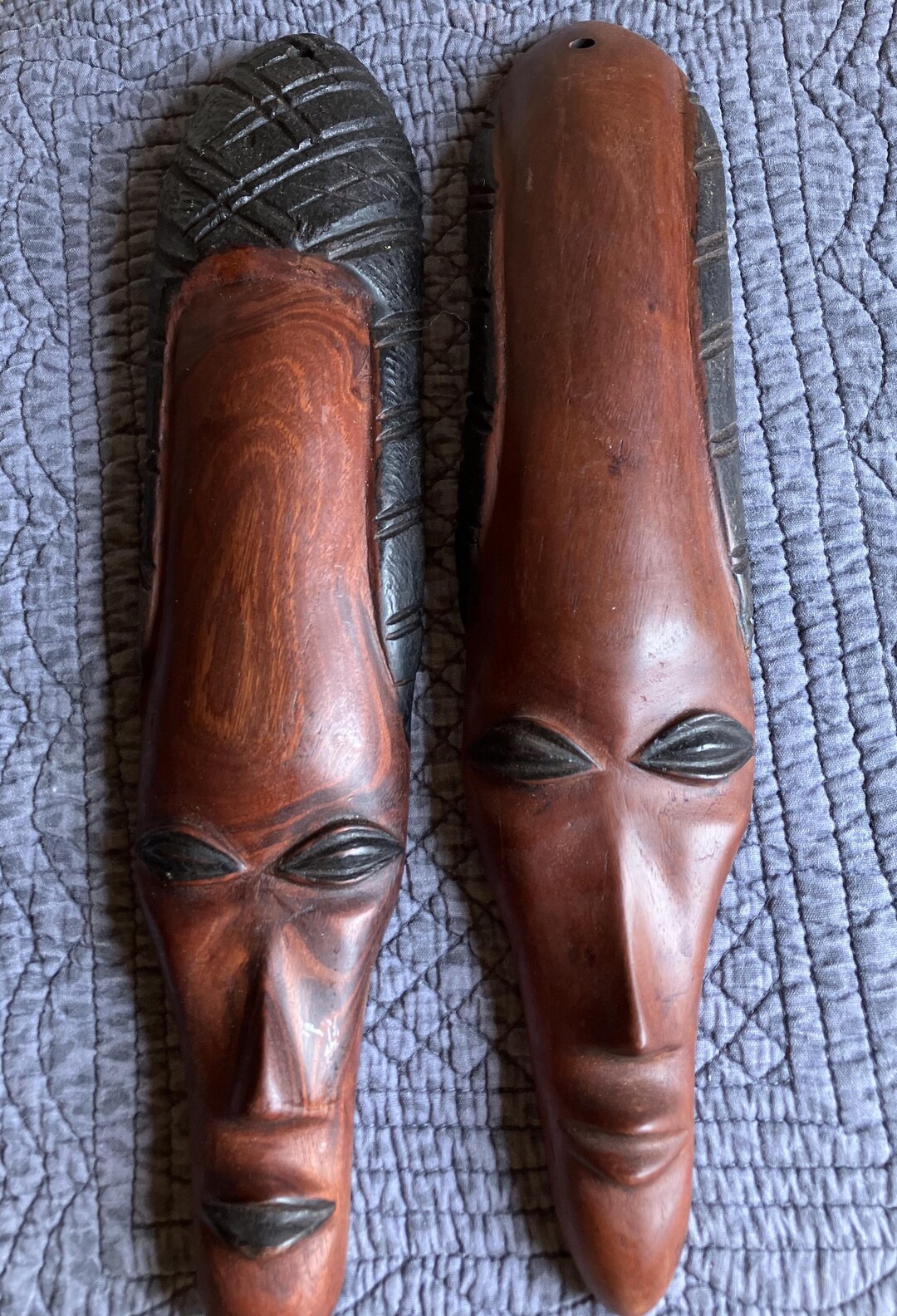 African Wall Masks Tonga Hand Carved in Zimbabwe, Male and Female Pair ...