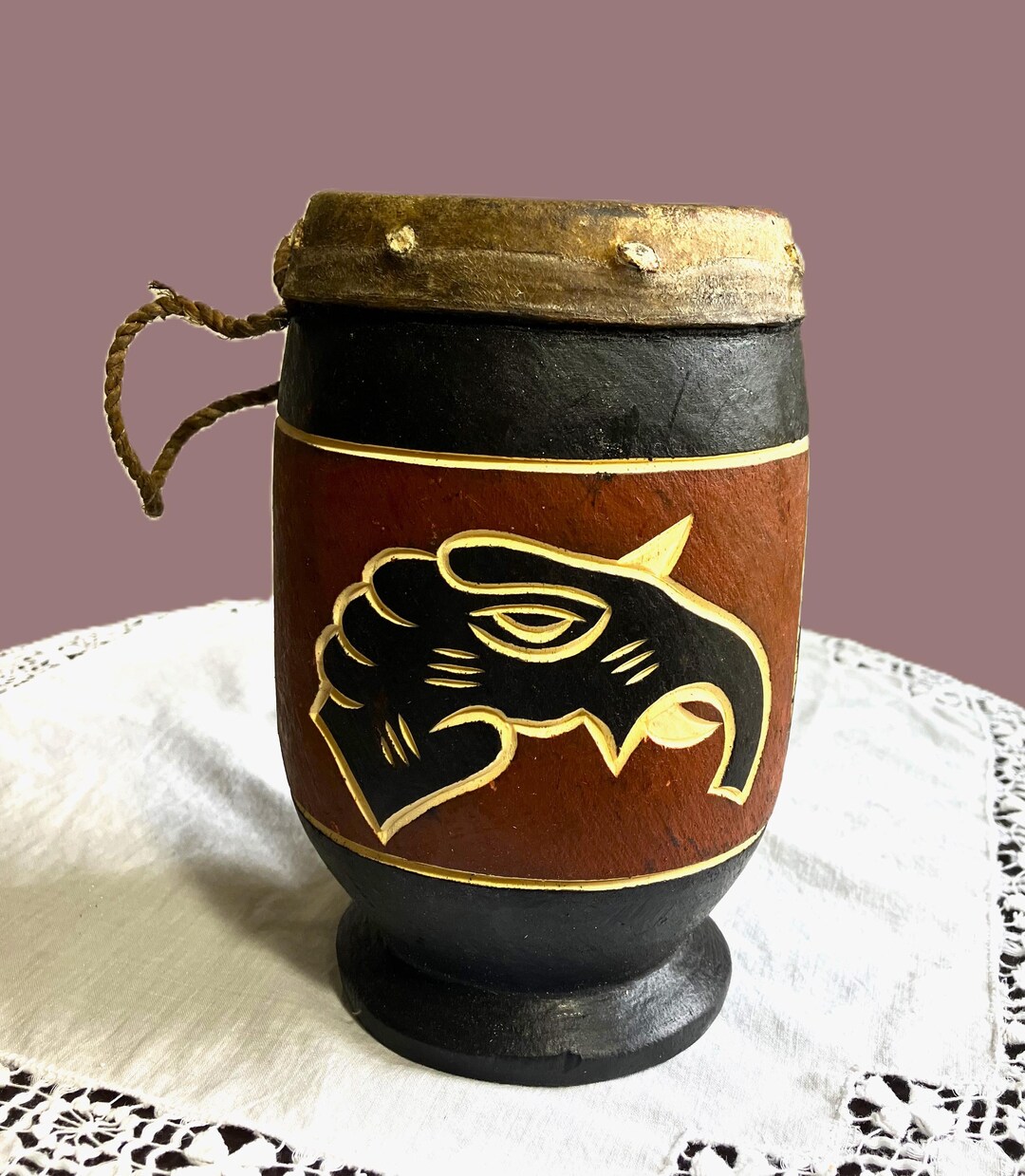 Compact African Tribal Drum Authentic Hand Made in Zimbabwe Little Drum ...