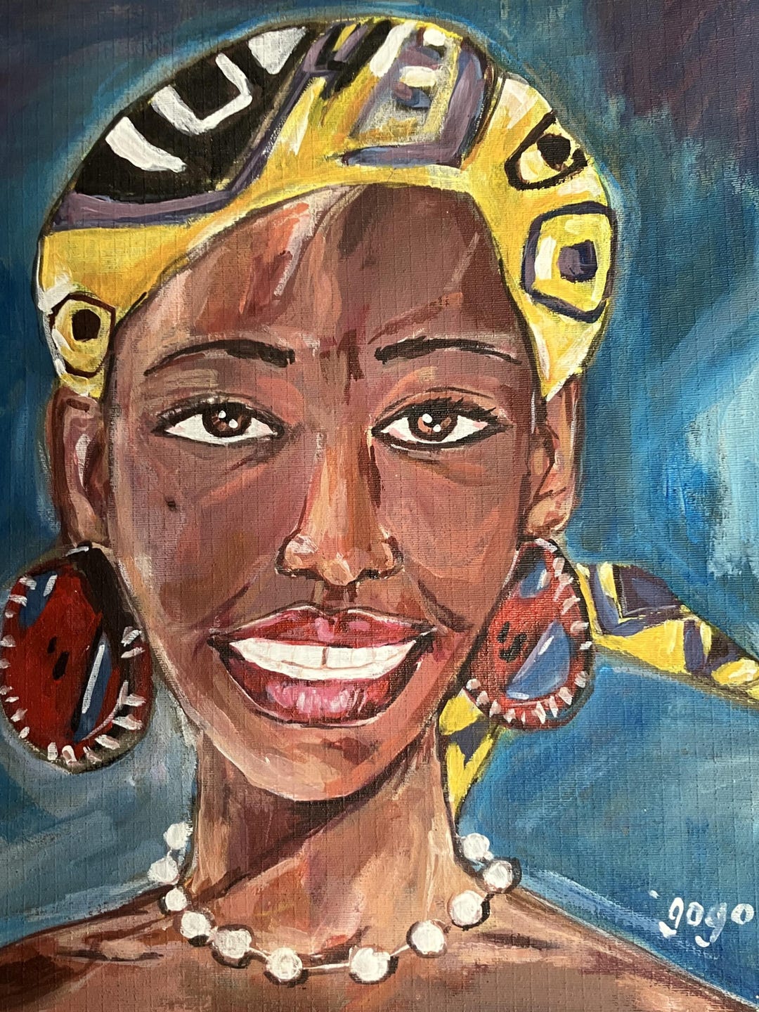 Original African Woman Painting: Acrylic Portrait by Gogo (13" X 13 ...