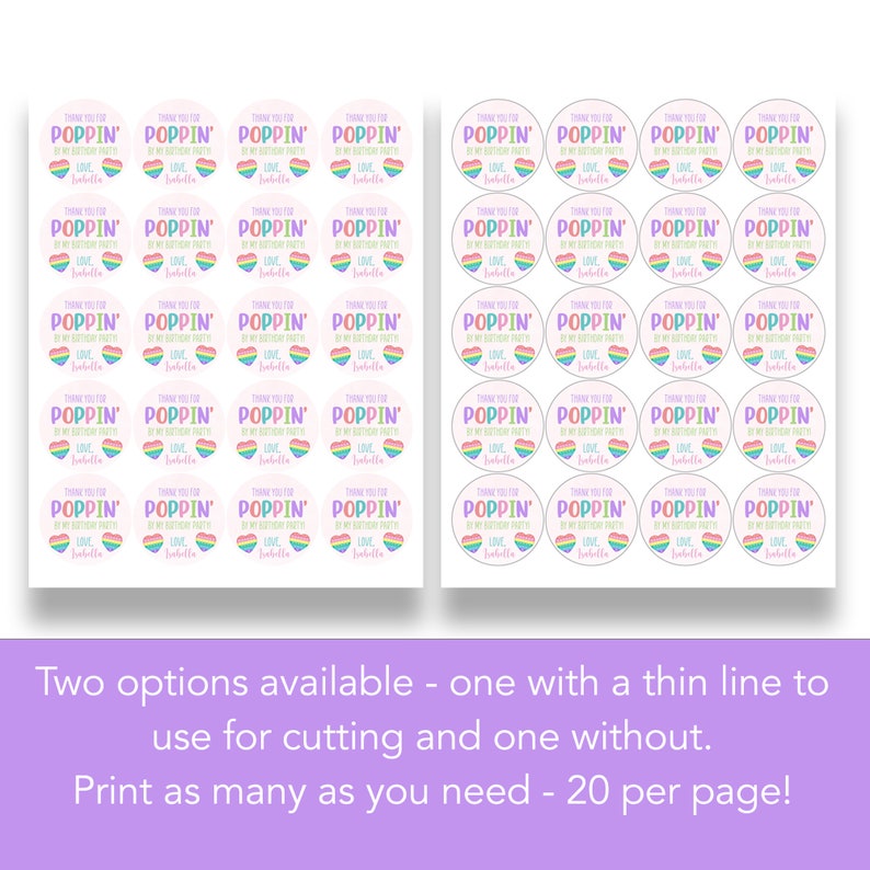 EDITABLE Pastel Pop It Party Favor Tags | Heart Pop Fidget Thank You ...