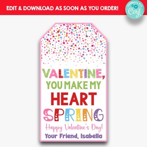 EDITABLE You Make My Heart Spring Valentine's Day Treat Tags ...