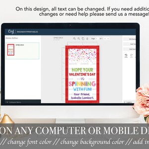 EDITABLE Hope Your Valentine's Day is Spinning With Fun Treat Tags ...