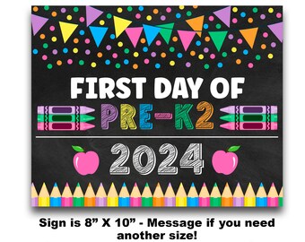 First Day of 4 Year Old Preschool 2024 Sign Printable Pastel Chalkboard ...