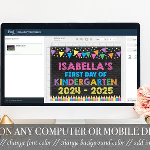 Editable Pastel First Day of Kindergarten First Day of School Sign ...