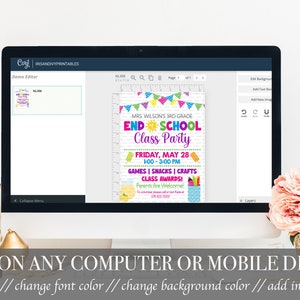 EDITABLE End of School Class Party Flyer | Room Moms Class Party ...
