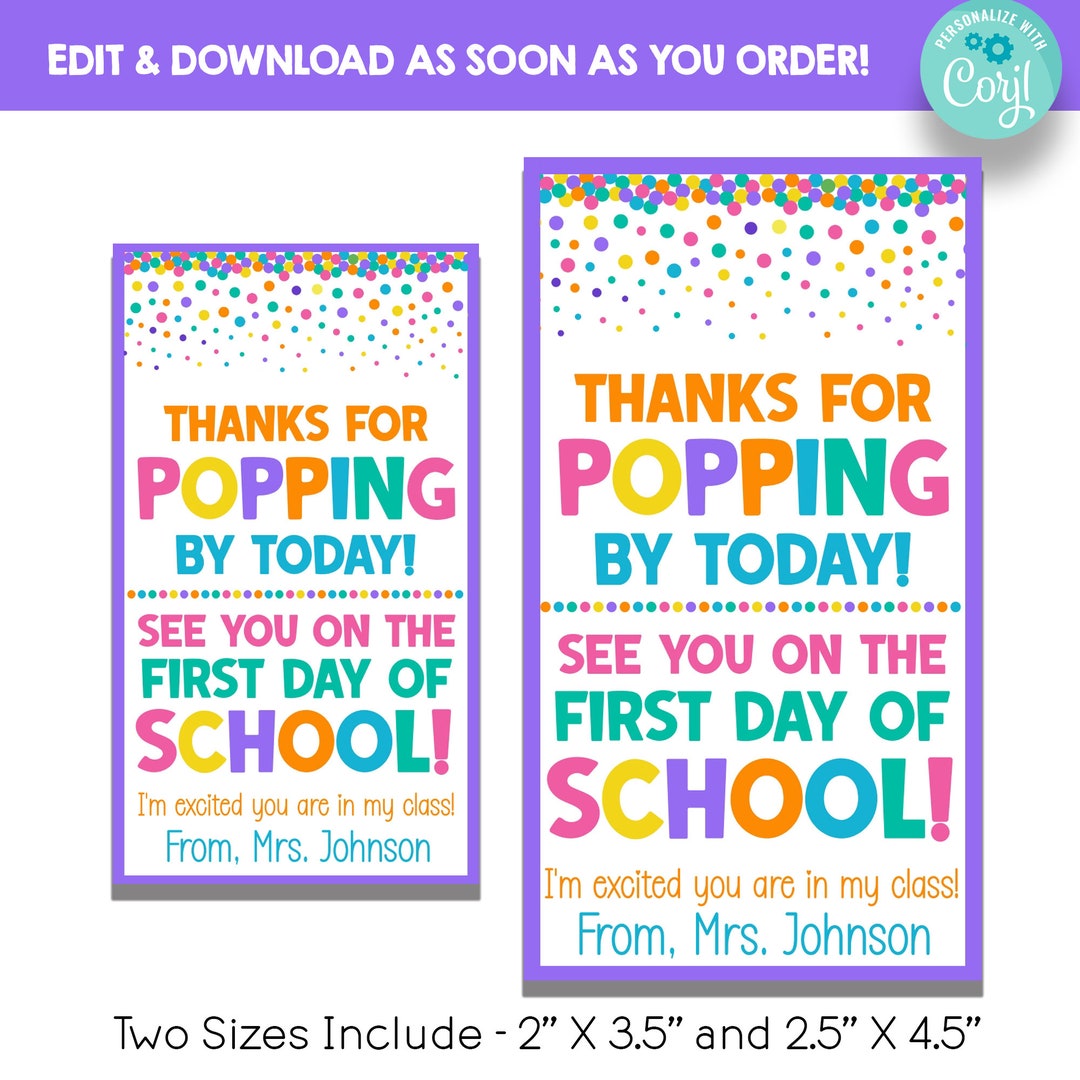 EDITABLE Pastel Back to School Open House Treat Tags | Thanks for ...