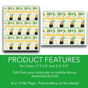 EDITABLE I Am so Lucky to Have a Friend Like You St Patrick's Day Treat ...