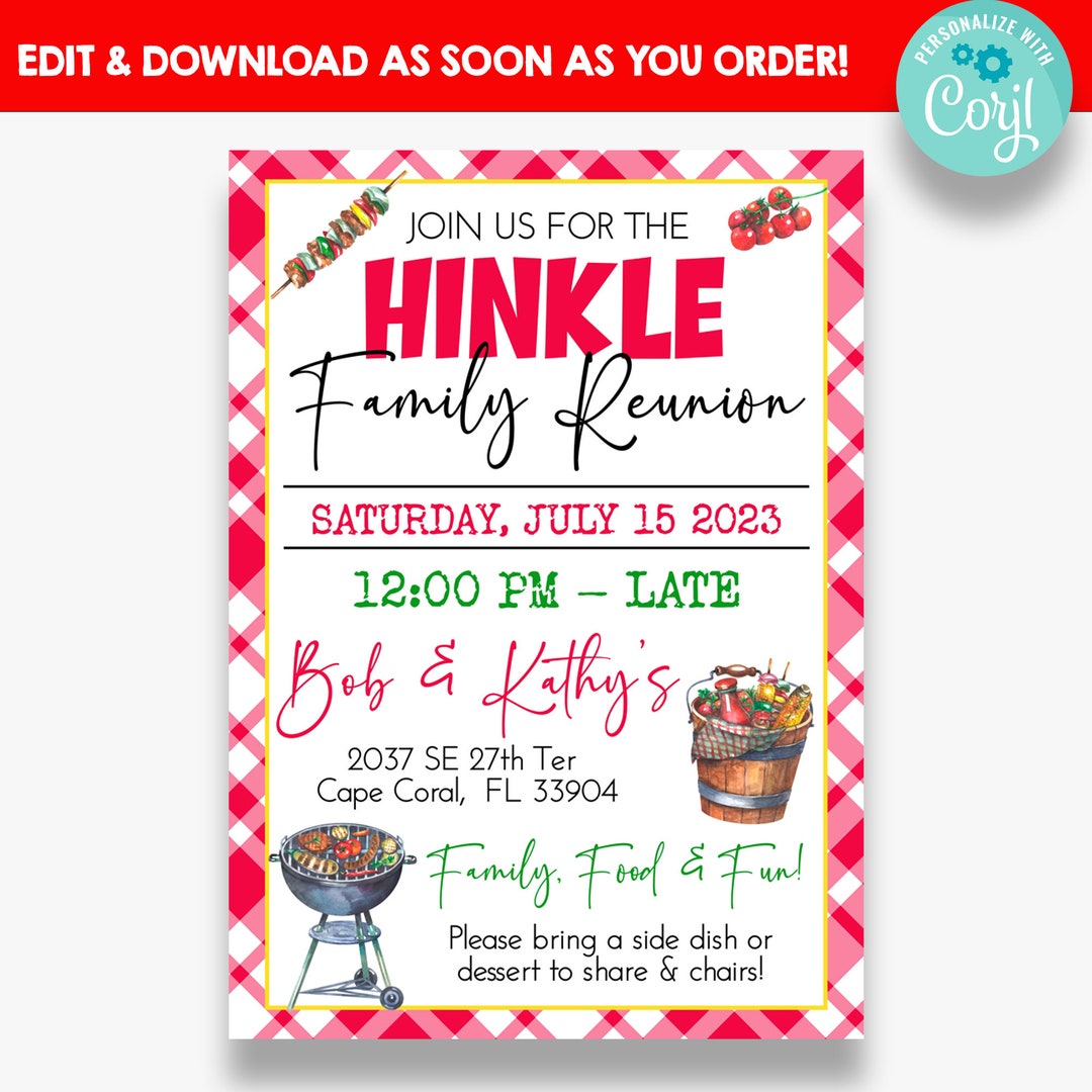 EDITABLE Family Reunion Invitation | BBQ Themed Family Reunion ...