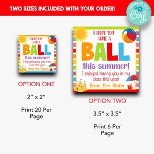 EDITABLE I Hope You Have a Ball This Summer Treat Tags for Kids | Beach ...