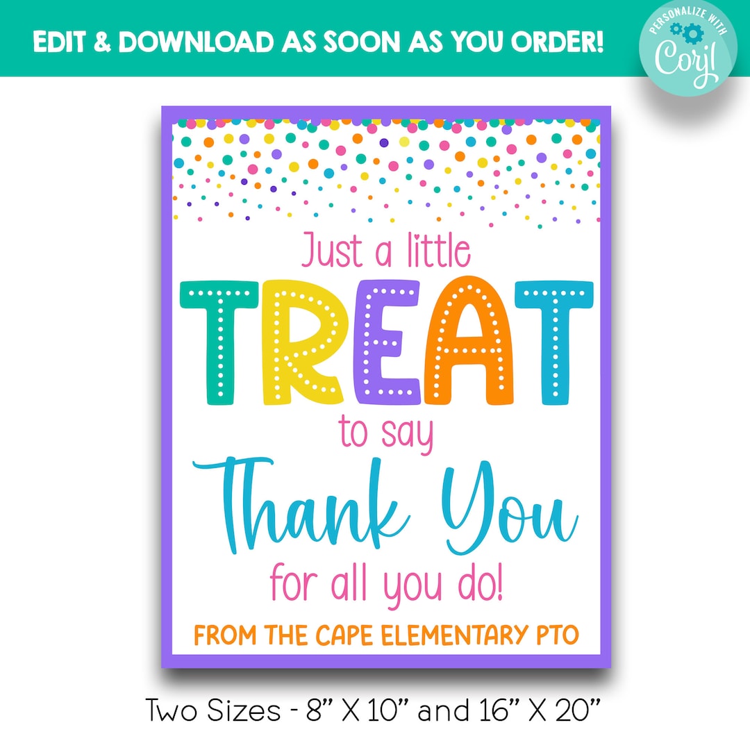 EDITABLE Just a Little Treat to Say Thank You for All You Do ...